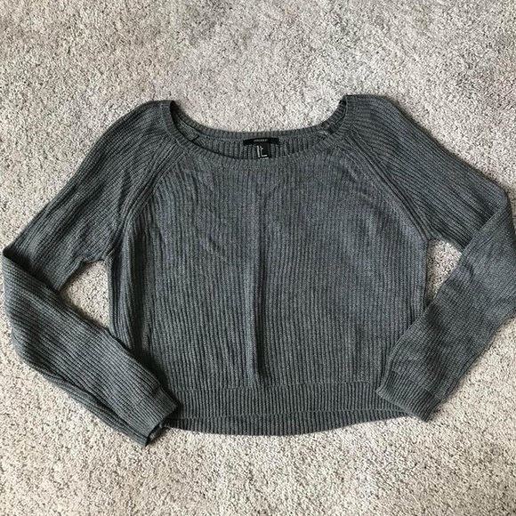 Forever 21 | Sweaters | Forever 2 Womens Large Gray Cropped Sweater ...